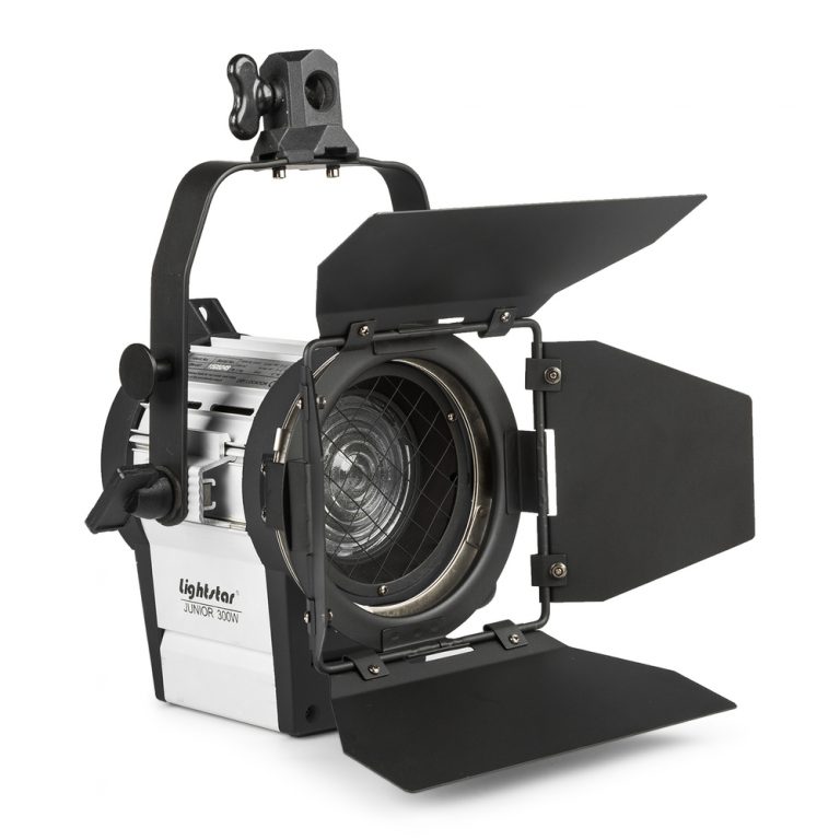 300 Watt Spot/Flood Tungsten Fresnel Light w/ Barndoors - Ikan