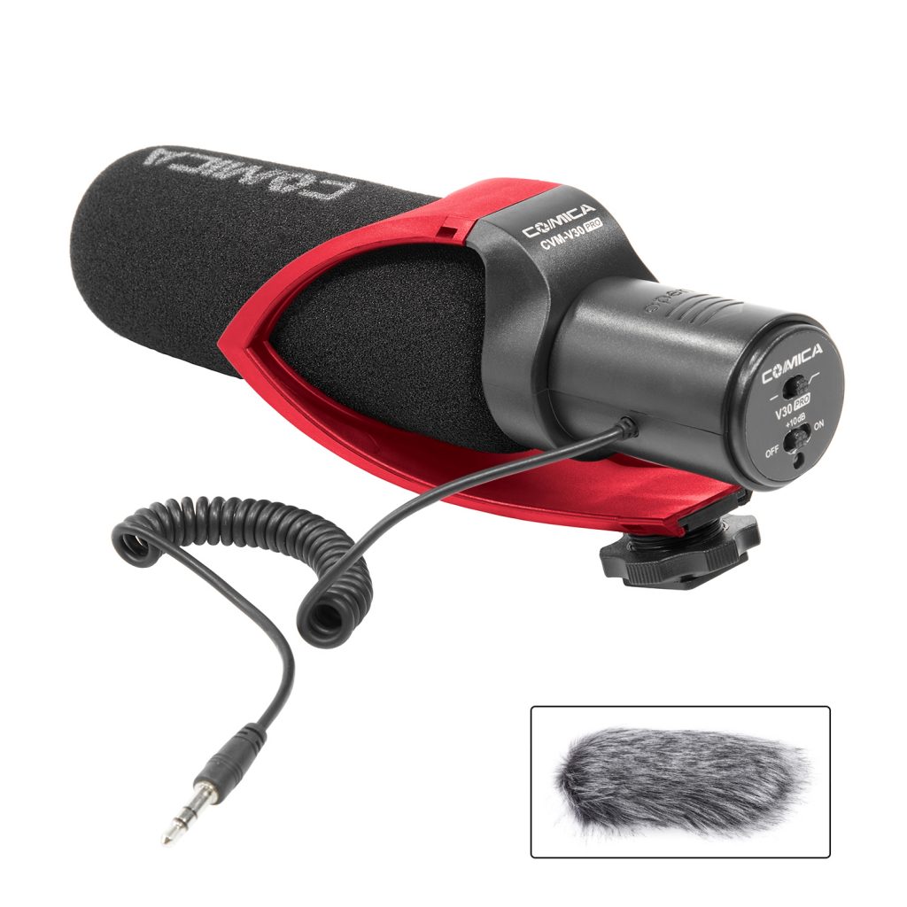 Super-Cardioid Directional Shotgun Mic w/3.5mm Jack (Red) (CoMica) - Ikan