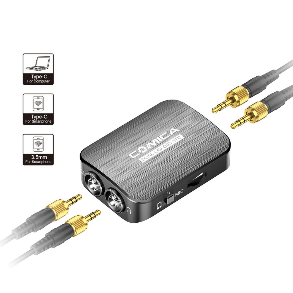 Dual-Head Muti-Functional Lavalier Microphone for Smartphone w/ USB-C ...