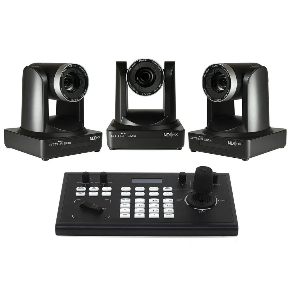 OTTICA™ Bundle w/ 3 NDI®|HX 30x PTZ Cameras, 1 IP Controller - Ikan