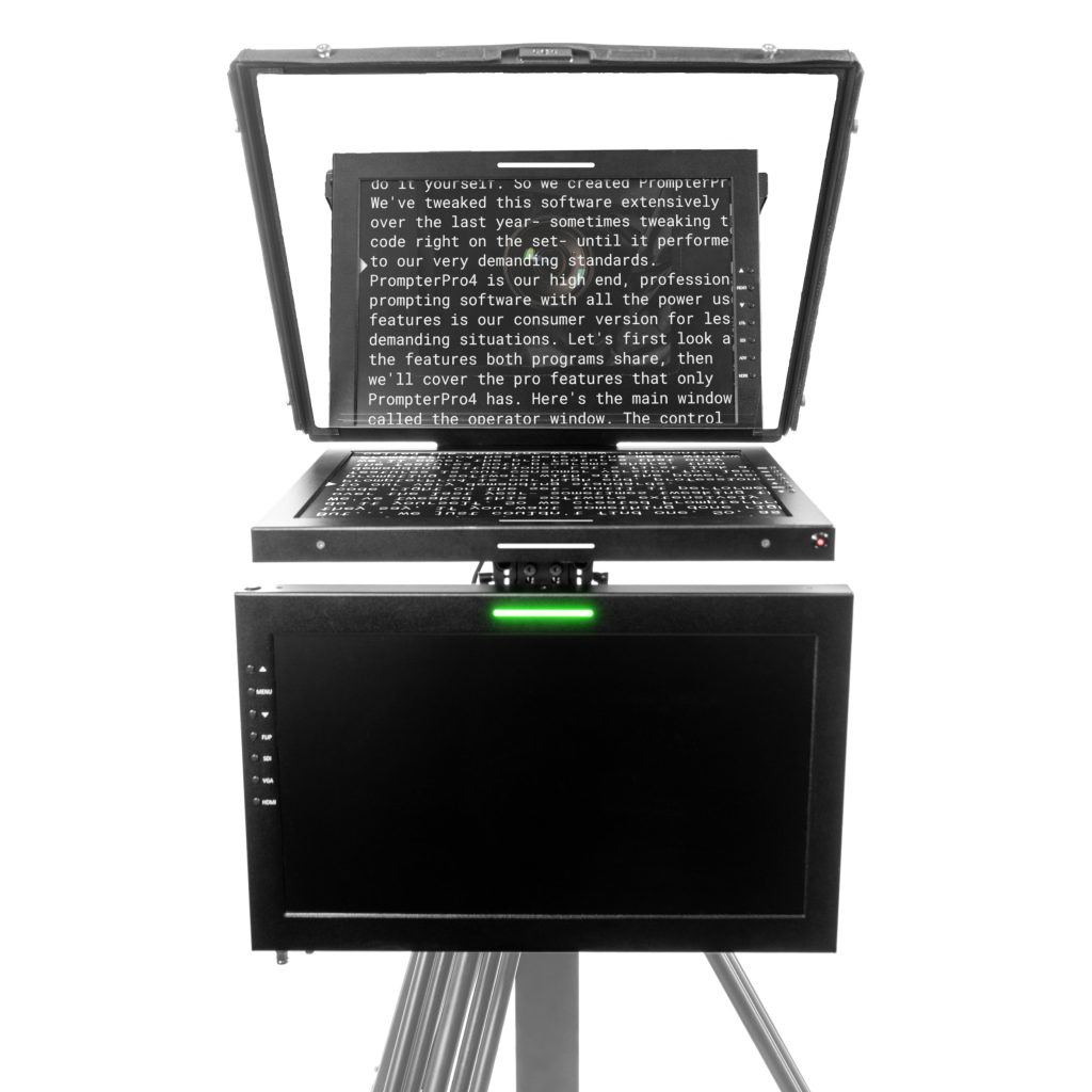 Professional 19 in. Widescreen High Bright Beam Splitter Teleprompter w ...