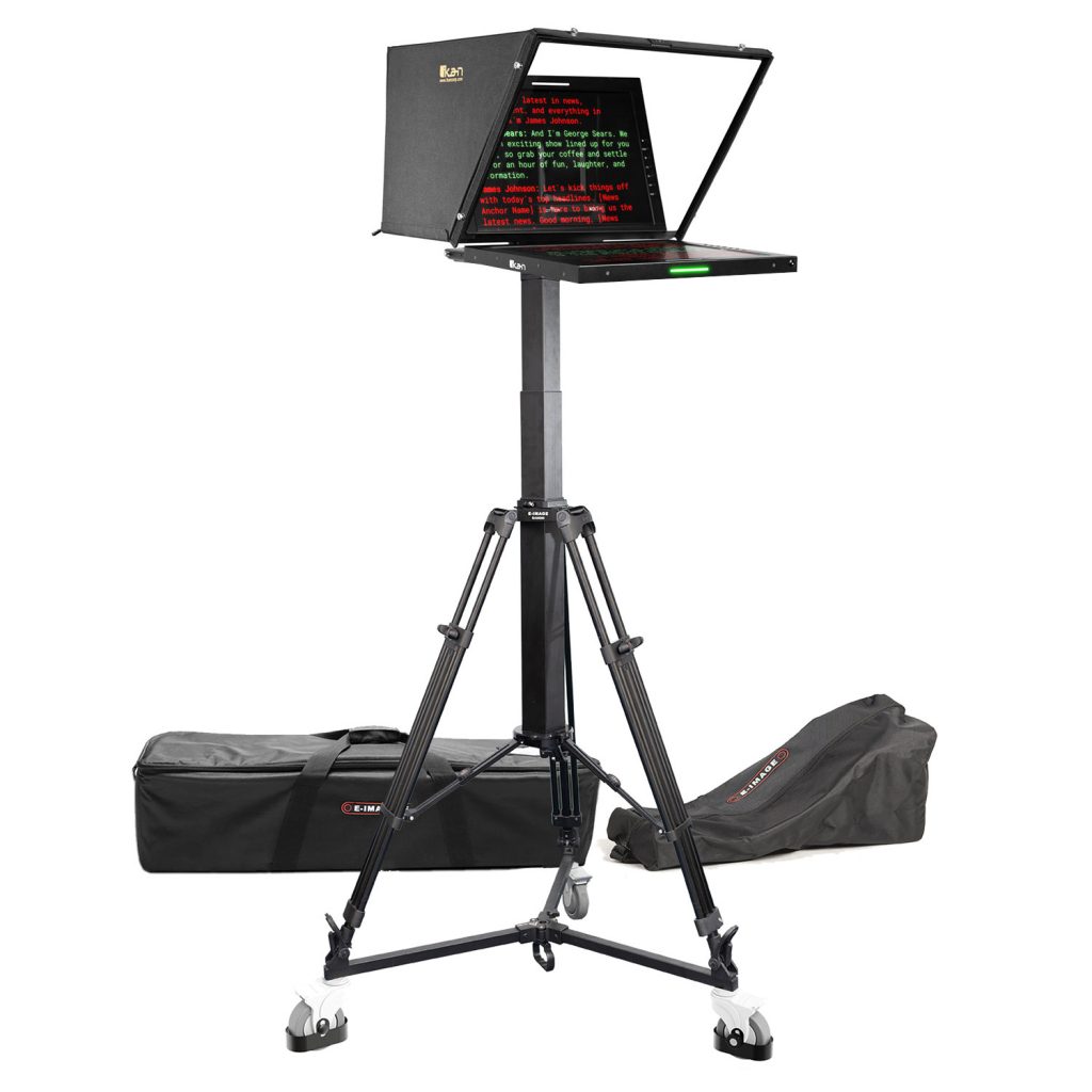 19" Widescreen PTZ Teleprompter, Motorized Pedestal & Dolly Turnkey - Ikan