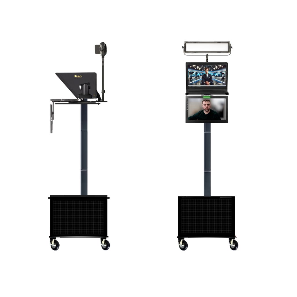 IP-Controlled Portable Studio, Mobile Cart, 19" NDI Teleprompter, NDI ...